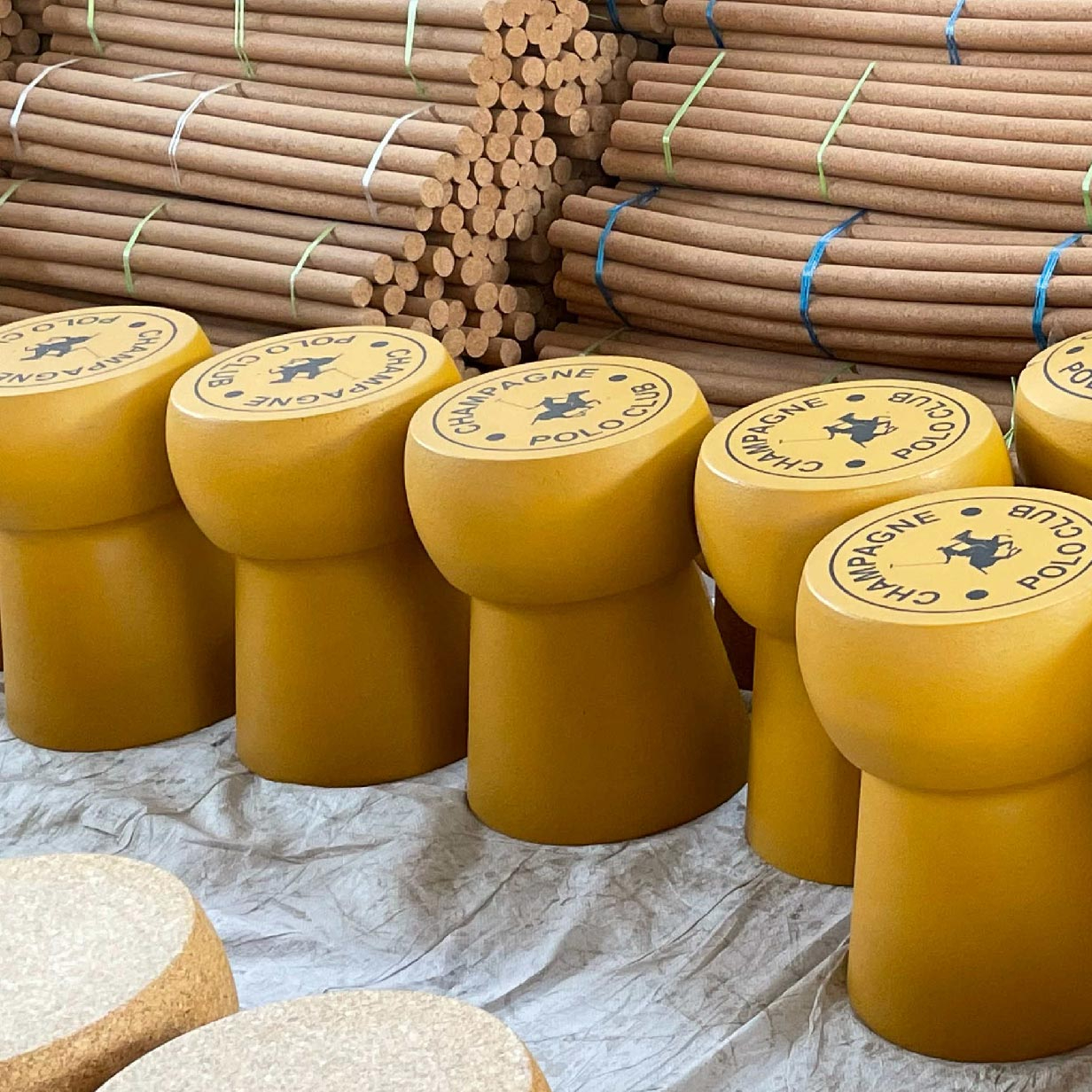 A giant champagne cork for the Polo